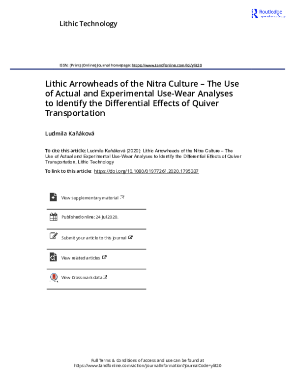(PDF) Lithic Arrowheads of the Nitra Culture -The Use of Actual and ...
