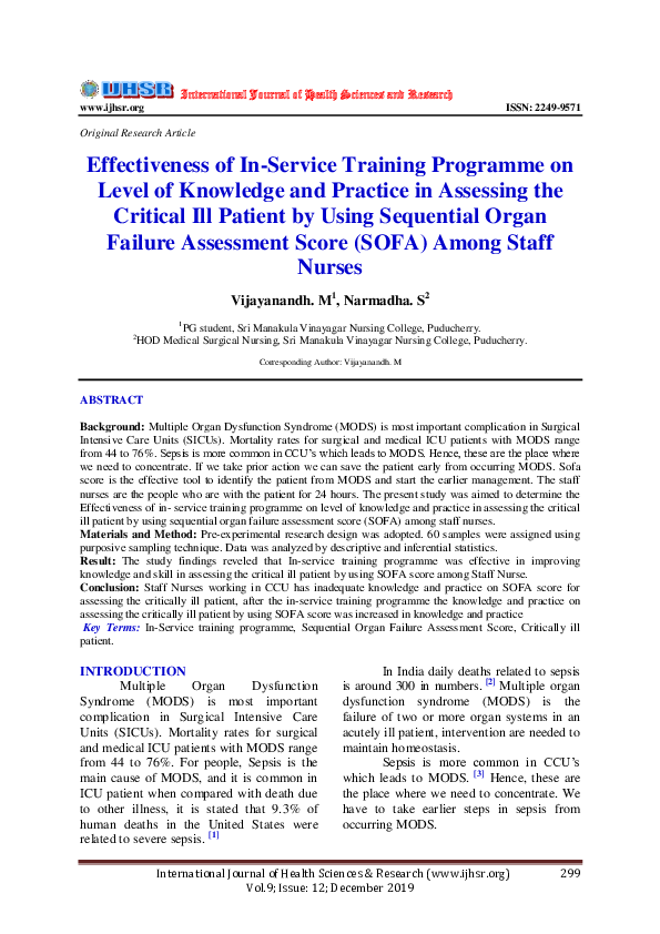 (PDF) Effectiveness of In-Service Training Programme on Level of ...