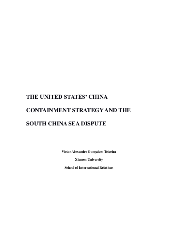 (PDF) THE UNITED STATES' CHINA CONTAINMENT STRATEGY AND THE SOUTH CHINA ...
