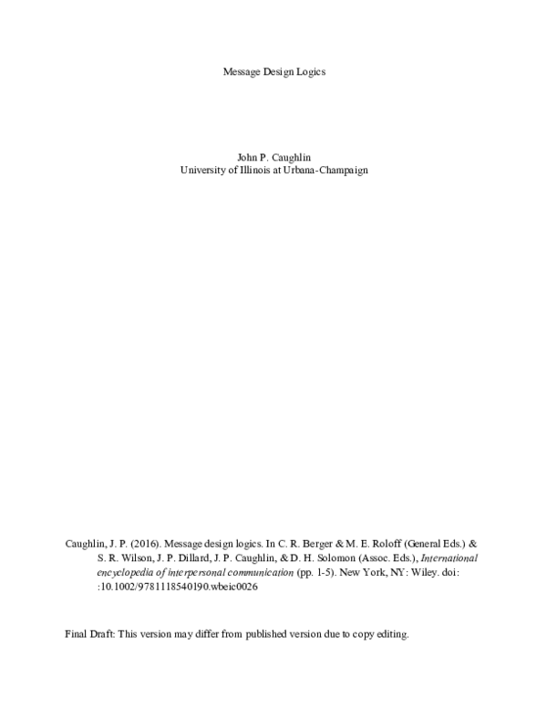 (PDF) Message Design Logics