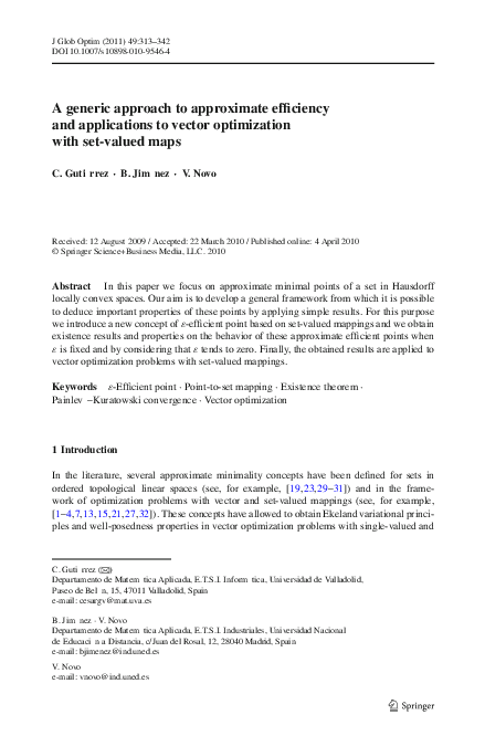 (PDF) Approximate Efficiency in Vector Optimization