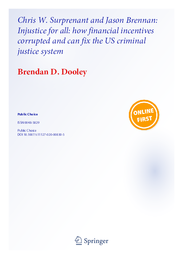 (PDF) Chris W. Surprenant and Jason Brennan: Injustice for all: how ...