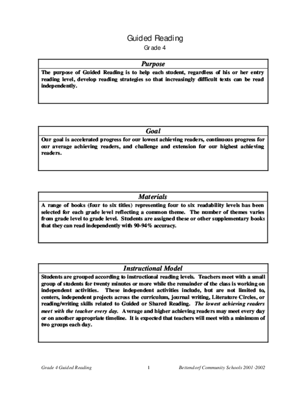 (PDF) Grade 4 Guided Reading Guided Reading