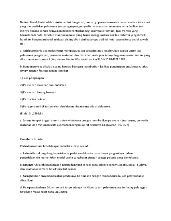 (DOC) Definisi Hotel