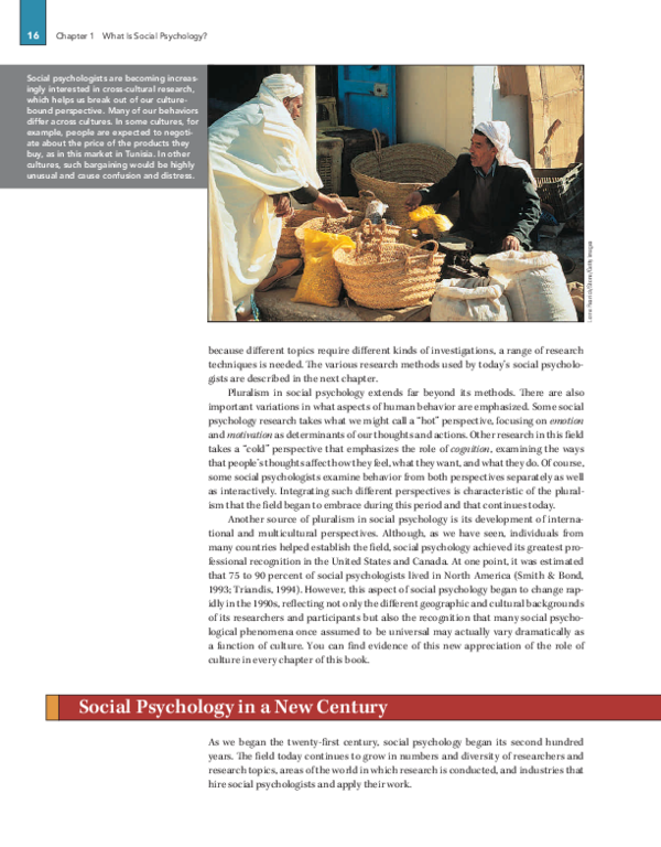 (PDF) Chapter 1 What Is Social Psychology