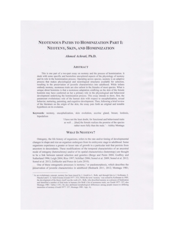 (PDF) NEOTENY, SKIN & HOMINIZATION