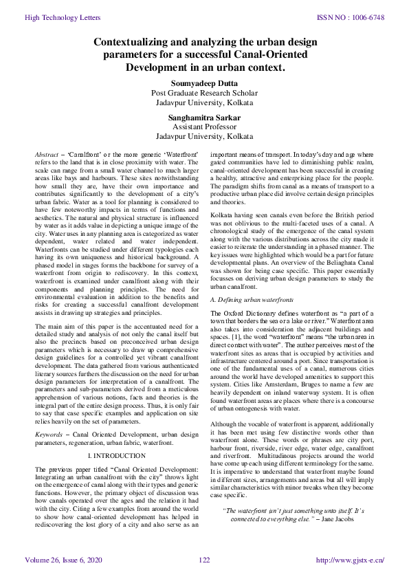 (PDF) Contextualizing and analyzing the urban design parameters for a ...