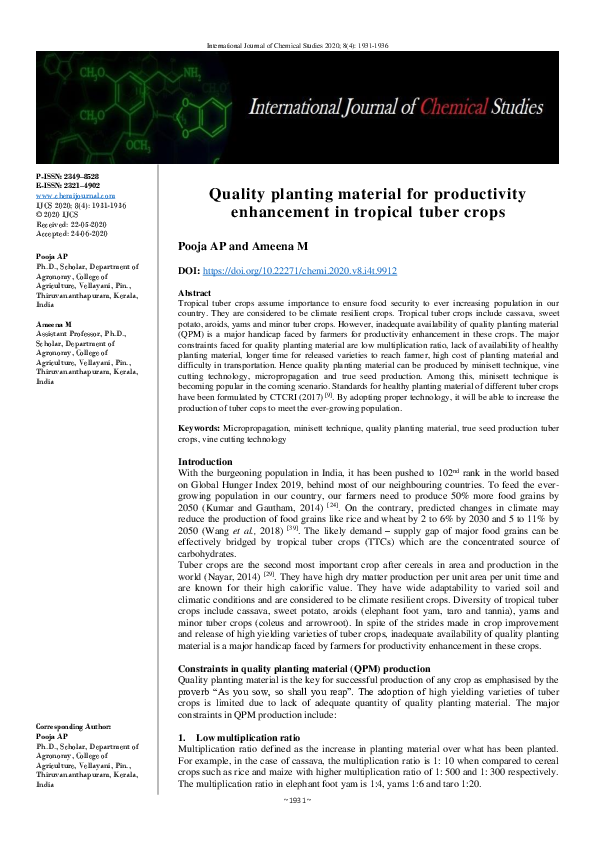 (PDF) Quality planting material for productivity enhancement in ...