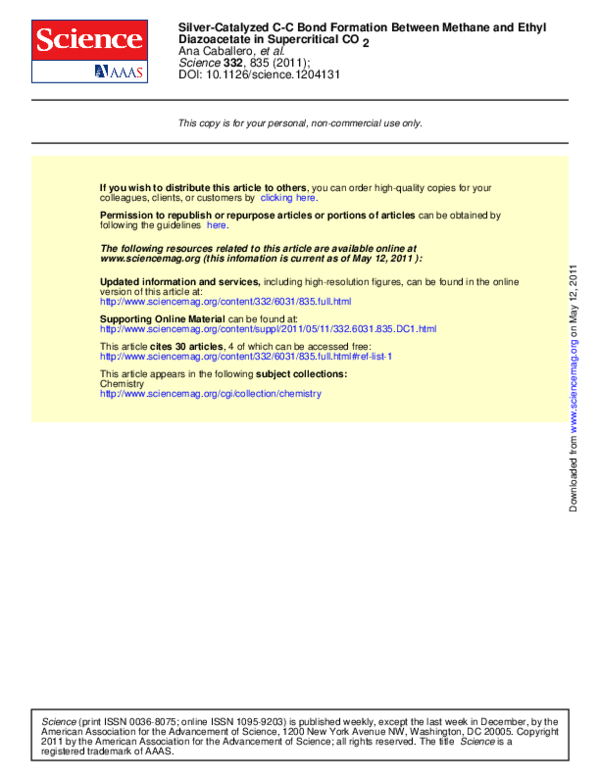 (PDF) Silver-Catalyzed C-C Bond Formation Between Methane and Ethyl ...