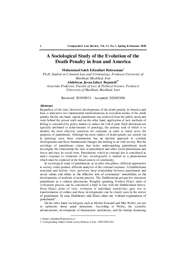 (PDF) A Sociological Study of the Evolution of the Death Penalty in ...