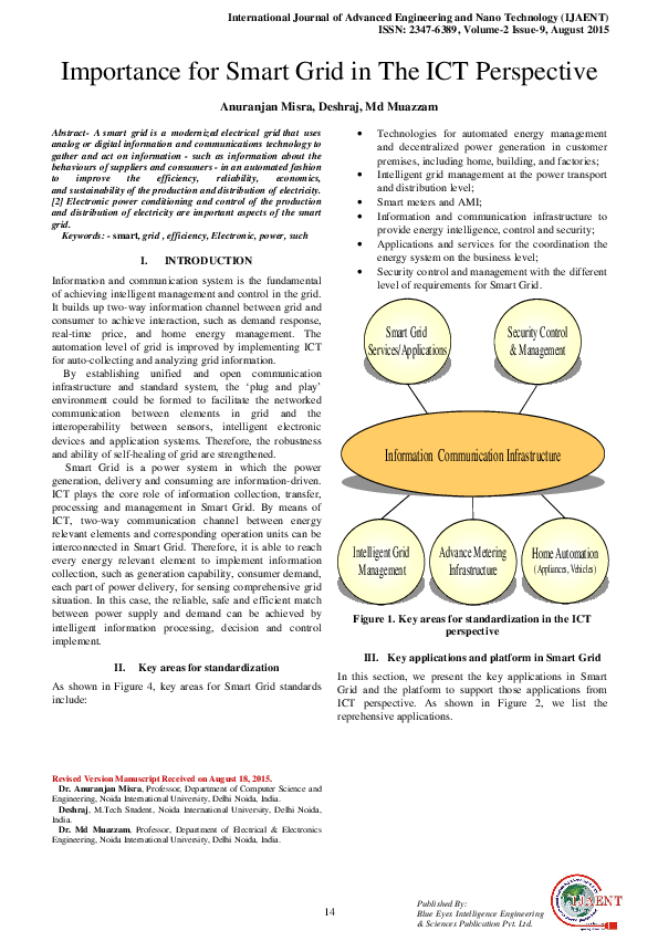 (PDF) Importance for Smart Grid in The ICT Perspective