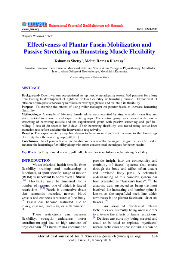 (PDF) Effectiveness of Plantar Fascia Mobilization and Passive Stretching on Hamstring Muscle ...