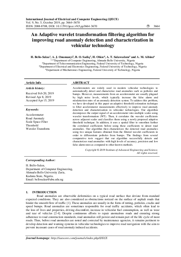 (PDF) An Adaptive wavelet transformation filtering algorithm for improving road anomaly ...