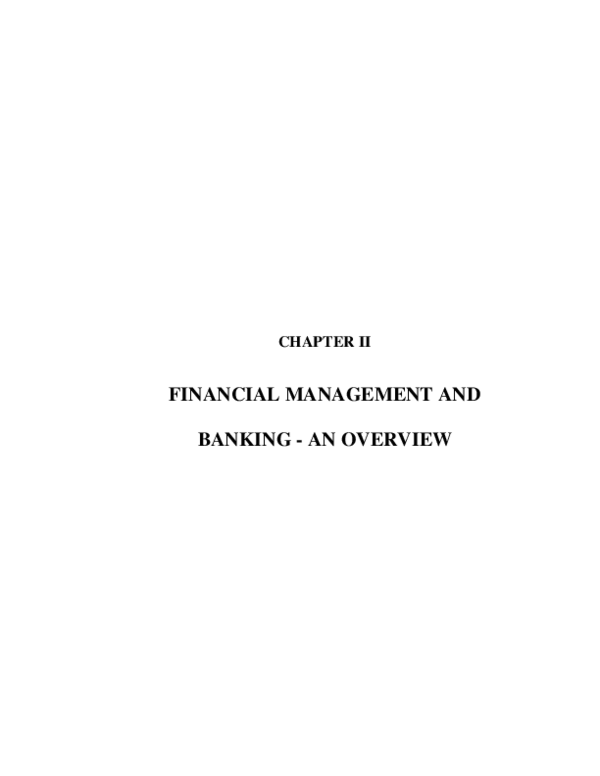 (PDF) FINANCIAL MANAGEMENT AND BANKING -AN OVERVIEW