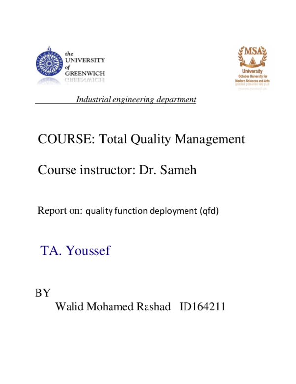 (PDF) quality function deployment (qfd)