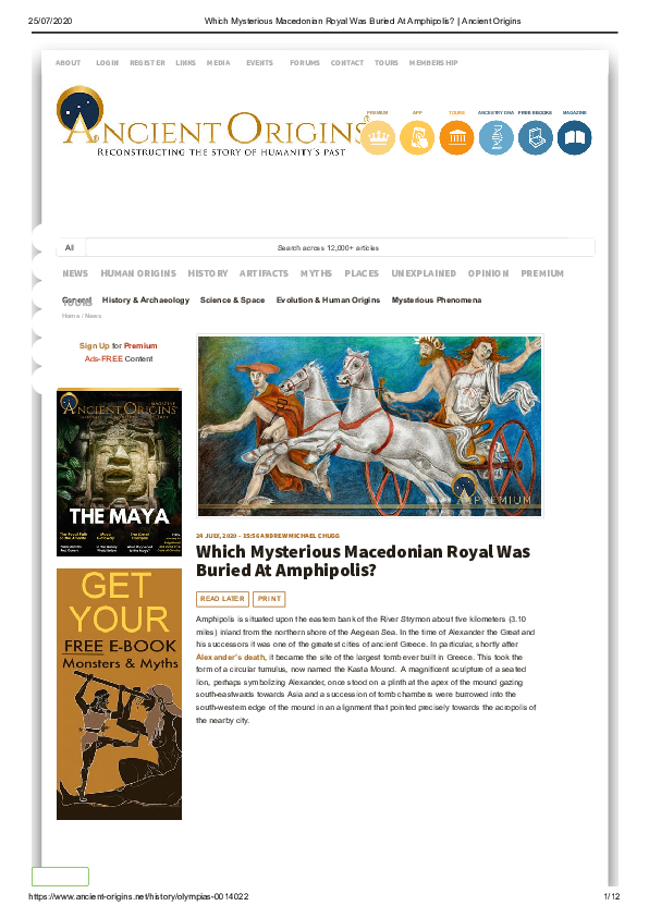 (PDF) Which Mysterious Macedonian Royal Was Buried At Amphipolis? | Andrew Chugg - Academia.edu