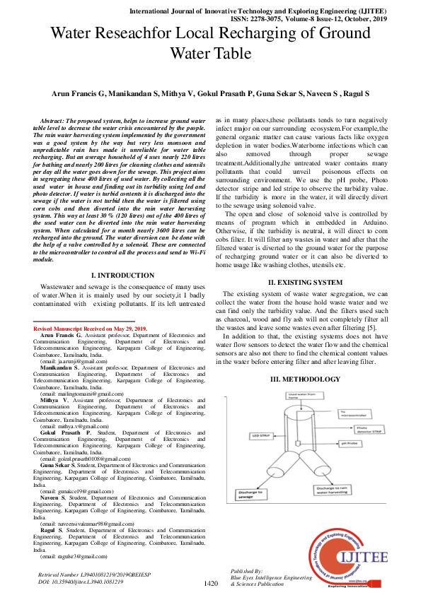 (PDF) Water Reseachfor Local Recharging of Ground Water Table