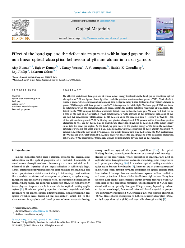 (PDF) Effect of the band gap and the defect states present within band ...