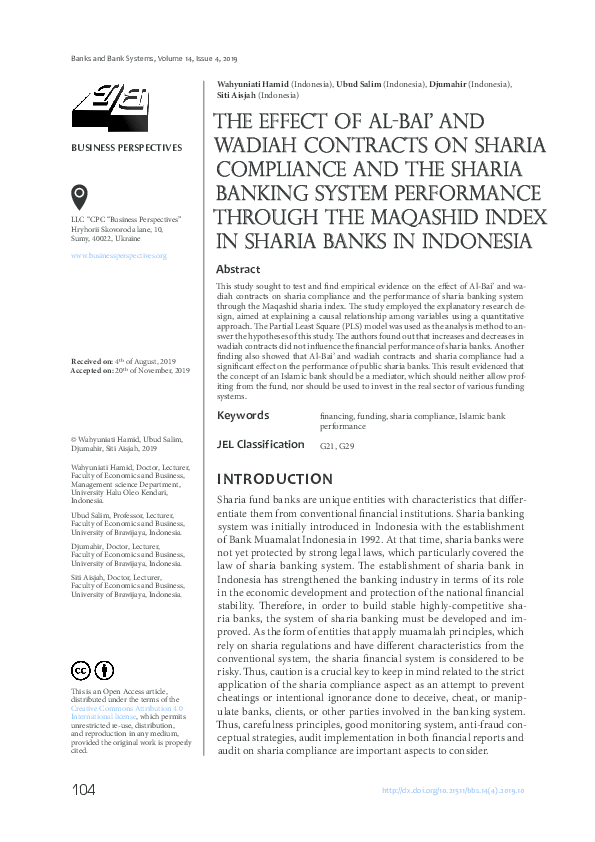 (PDF) The effect of Al-Bai’ and wadiah contracts on sharia compliance ...