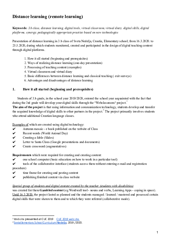 (PDF) Distance learning (remote learning)