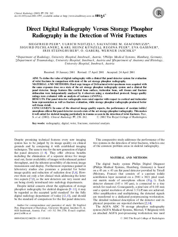 (PDF) Direct Digital Radiography Versus Storage Phosphor Radiography in ...