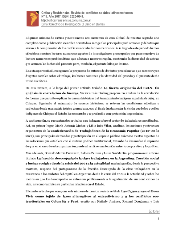 (PDF) Nota editorial. Número 5