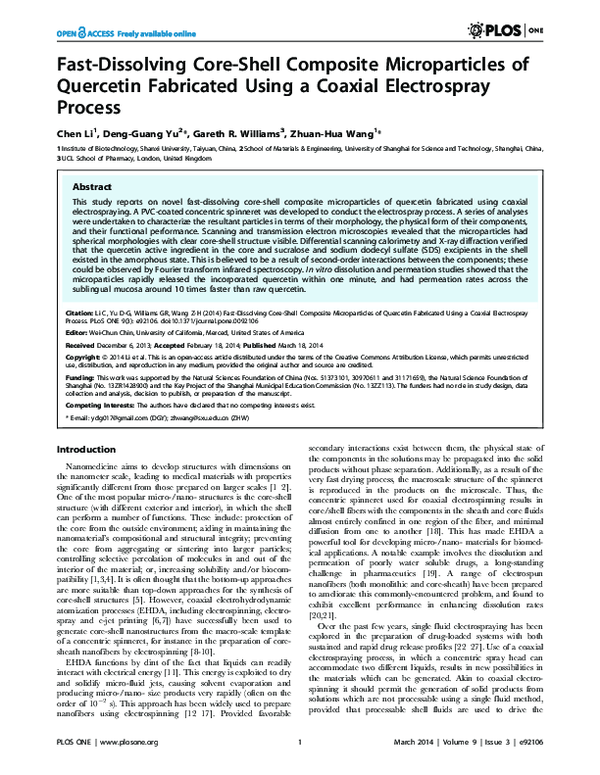 (PDF) Fast-Dissolving Core-Shell Composite Microparticles of Quercetin Fabricated Using a ...