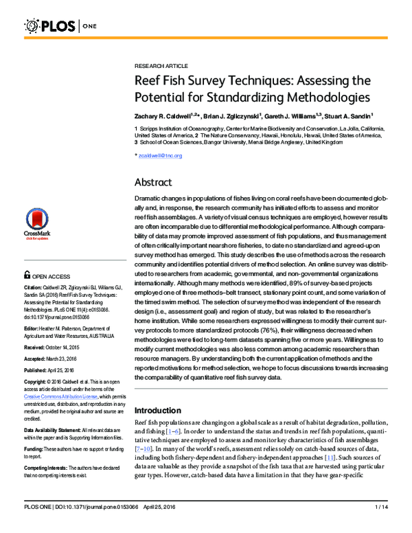 (PDF) Reef Fish Survey Techniques: Assessing the Potential for ...