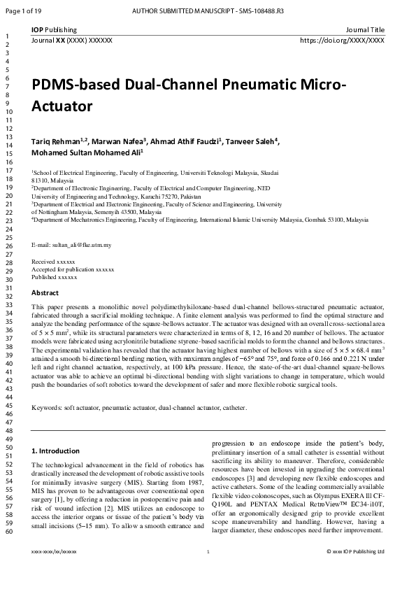 (PDF) PDMS-based dual-channel pneumatic micro-actuator