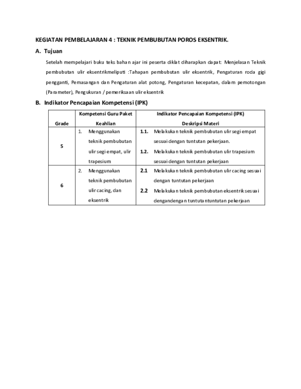 (DOC) KEGIATAN PEMBELAJARAN 4 : TEKNIK PEMBUBUTAN POROS EKSENTRIK