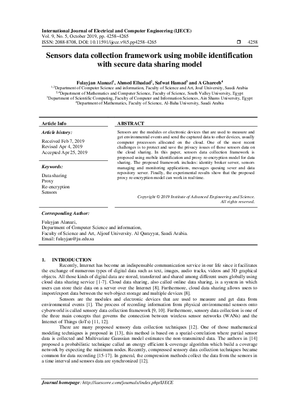 Pdf Sensors Data Collection Framework Using Mobile Identification