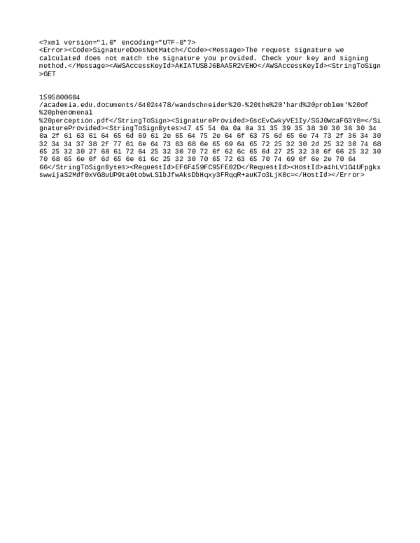 (PDF) The 'Hard Problem' of Phenomenal Perception