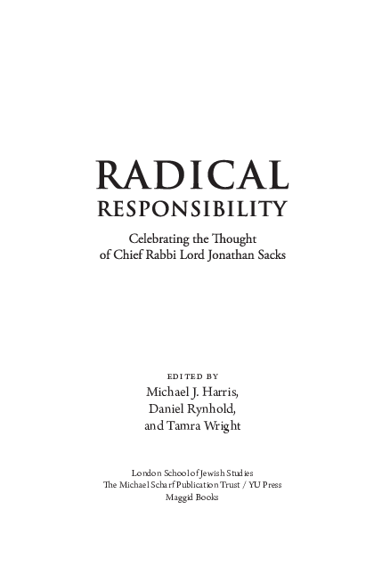 (PDF) *Radical Responsibility: Celebrating the Thought of Chief Rabbi ...