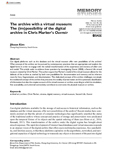(PDF) The Archive with a Virtual Museum: The (Im)possibility of the ...