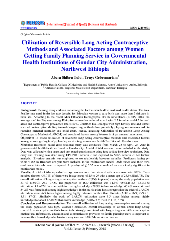 (PDF) Utilization of Reversible Long Acting Contraceptive Methods and ...