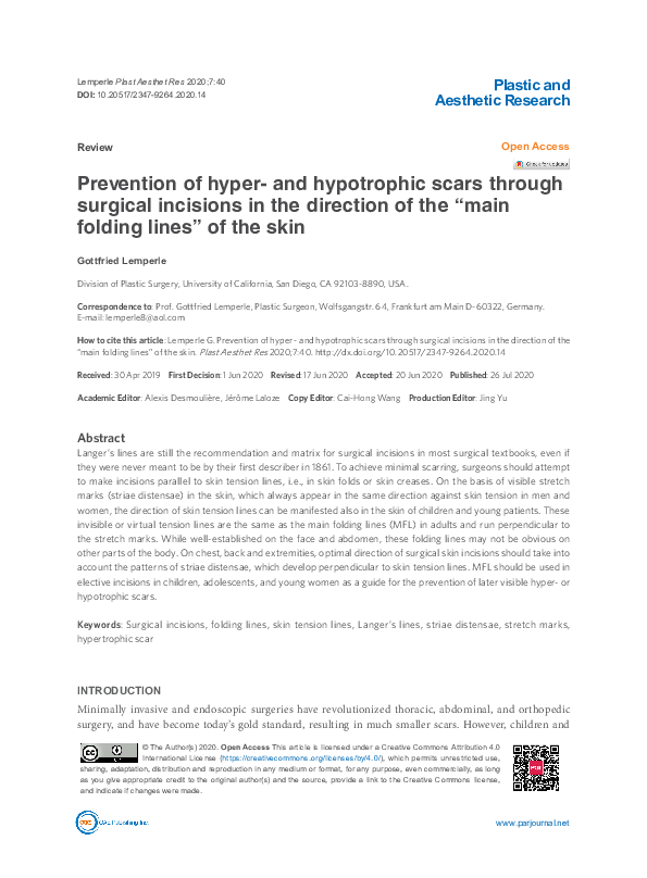 (PDF) Prevention of hyper-and hypotrophic scars through surgical ...