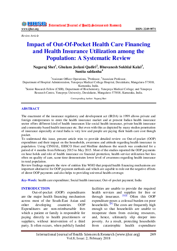 (PDF) Impact of Out-Of-Pocket Health Care Financing and Health ...