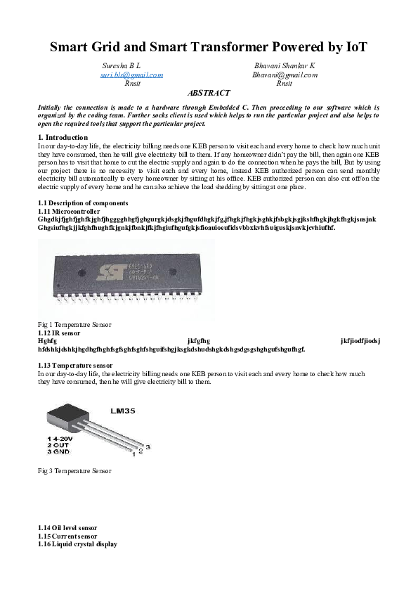 (DOC) Smart Grid and Smart Transformer Powered by IoT