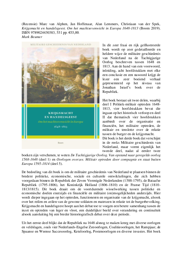 (PDF) Mark Beumer (Recensie) Marc van Alphen, Jan Hoffenaar, Alan ...