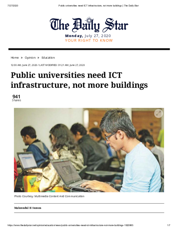 (PDF) Public universities need ICT infrastructure, not more buildings 399