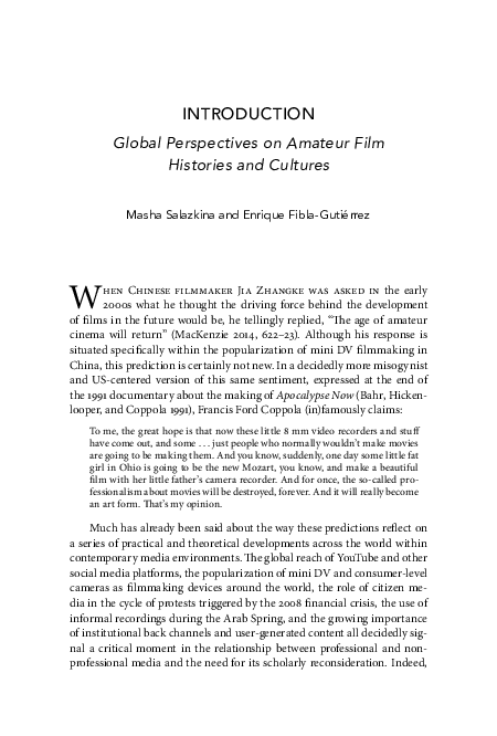 (PDF) INTRODUCTION to Global Perspectives on Amateur Film Histories and ...