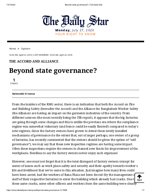 (PDF) The Accord and Alliance: Beyond state governance?