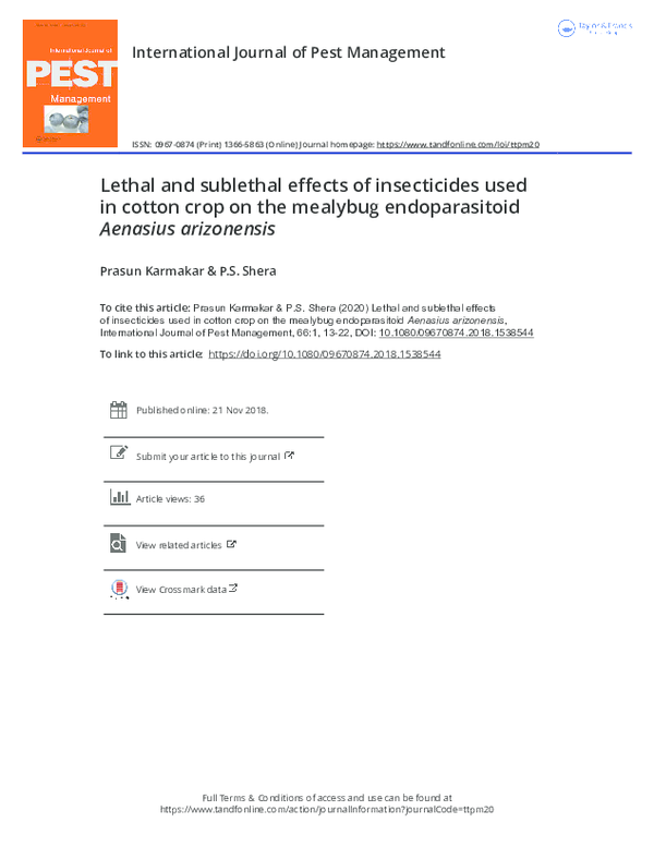 (PDF) Lethal and sublethal effects of insecticides used in cotton crop on the mealybug ...