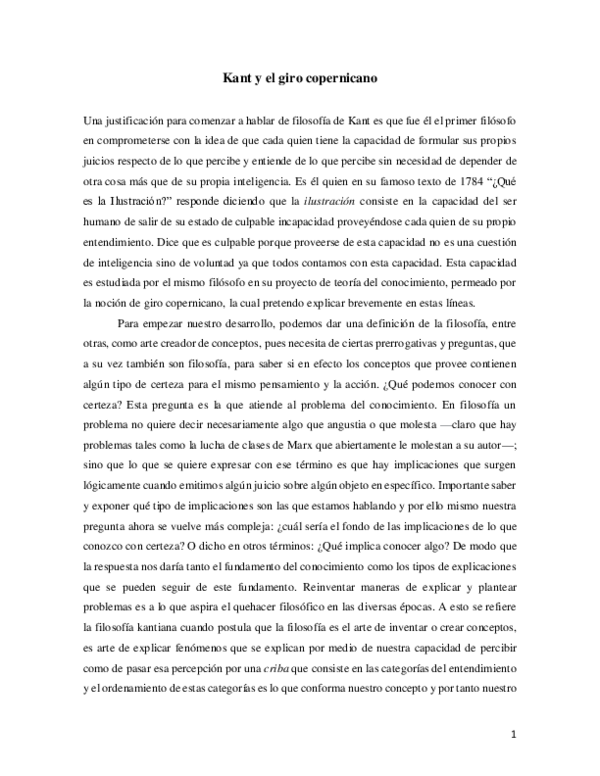 (PDF) Kant y el giro copernicano