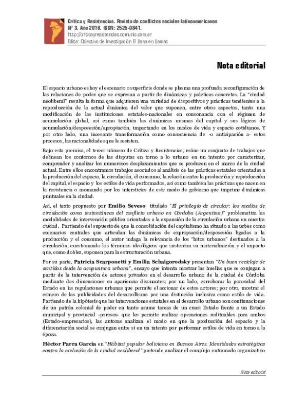 (PDF) Nota editorial. Número 3