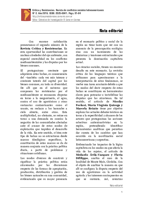 (PDF) Nota editorial. Número 2