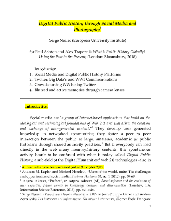 (DOC) Past continuous: Digital Public History through Social Media and ...