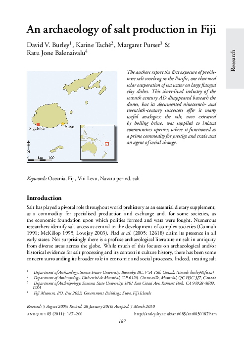 (PDF) An Archaeology of Salt Production in Fiji