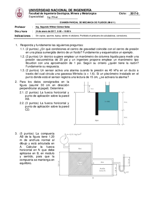 (PDF) Examen parcial mecanica de fluidos-2020-chinchanoTL