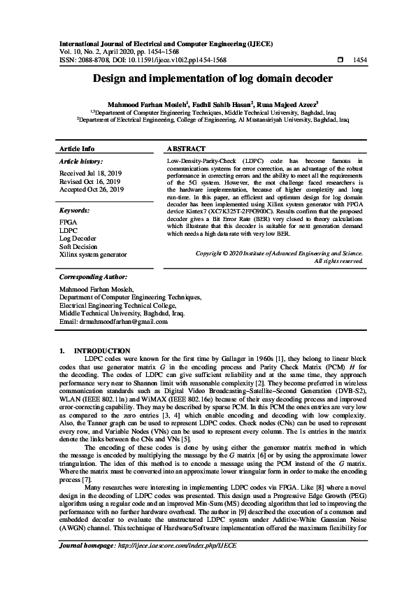 (PDF) Design and implementation of log domain decoder